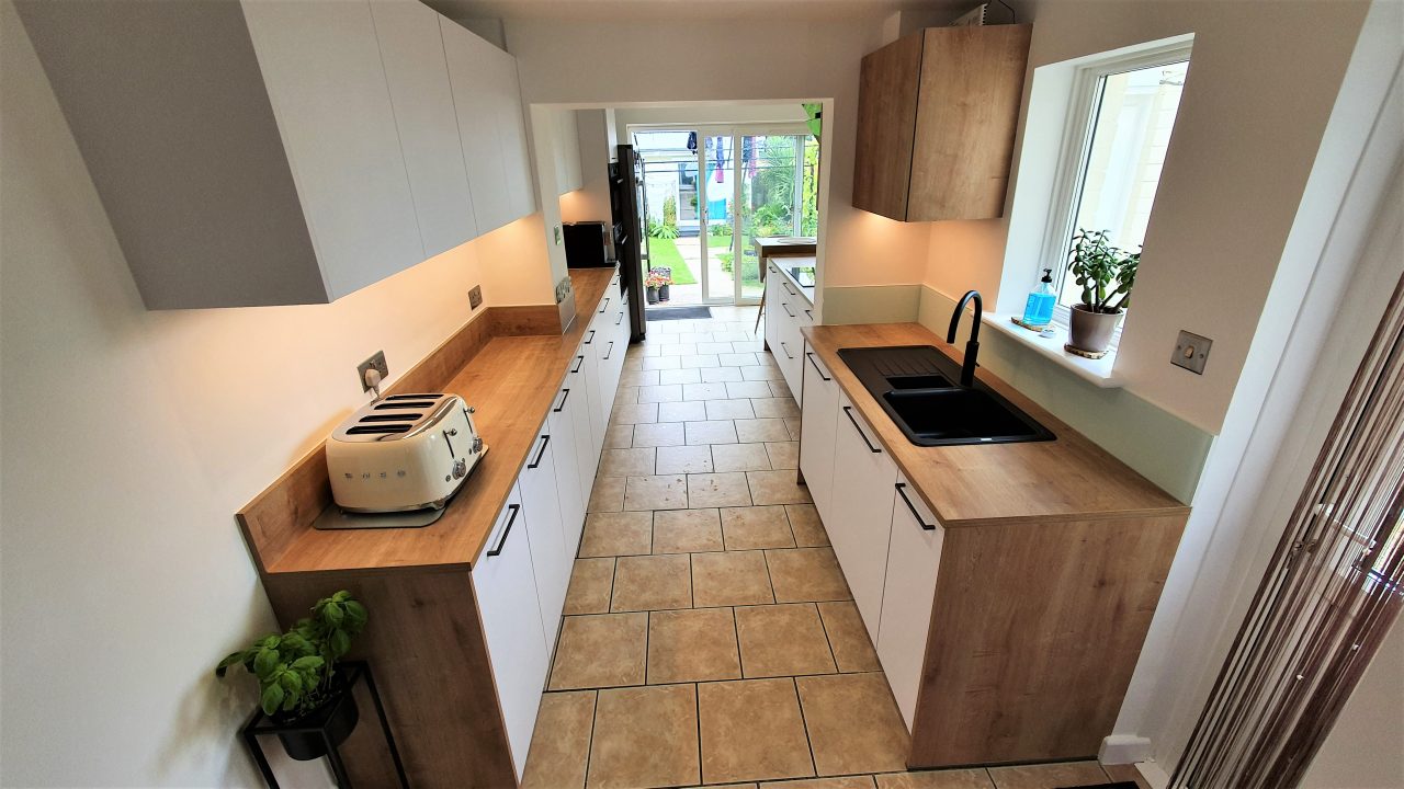 Modern White & Oak - Linear Kitchen Designs