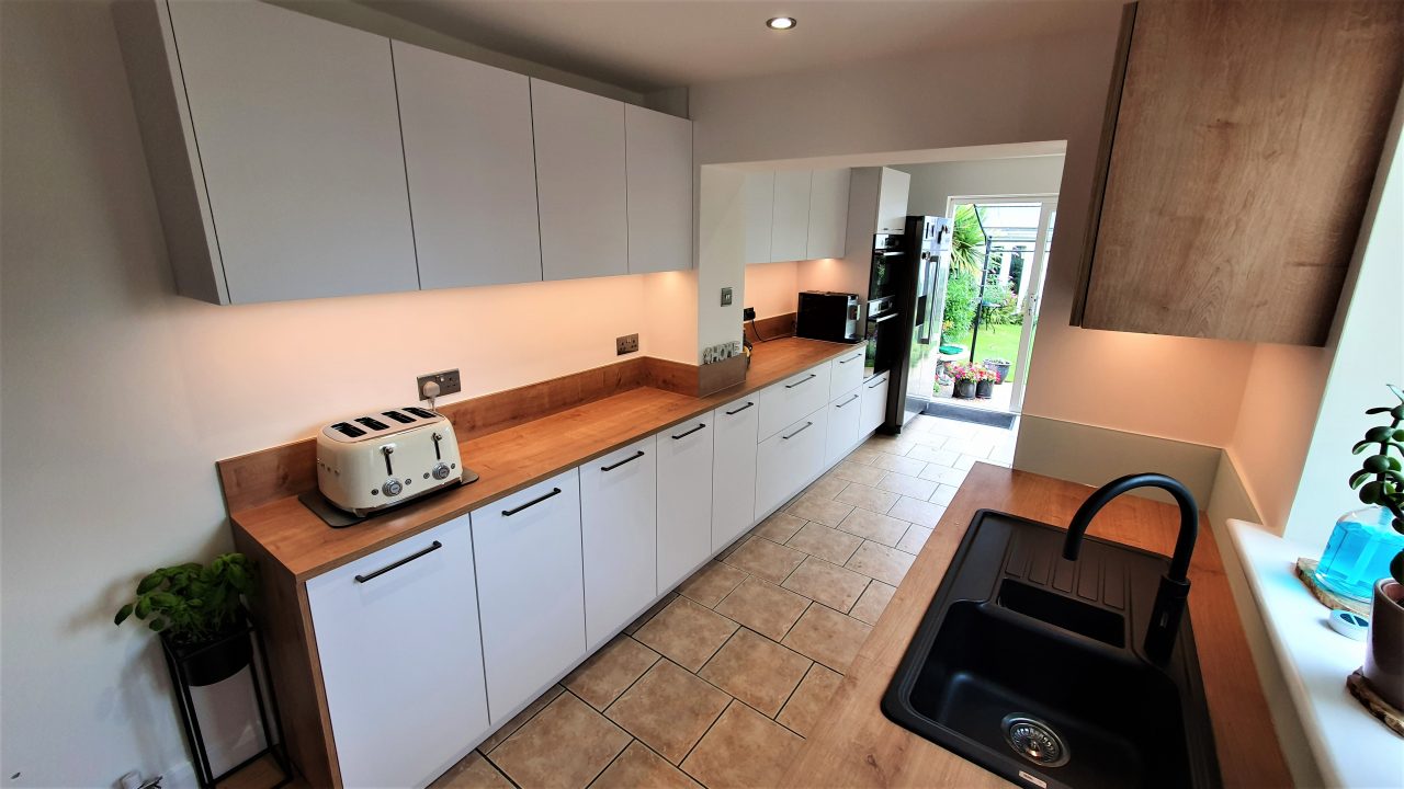 Modern White & Oak - Linear Kitchen Designs